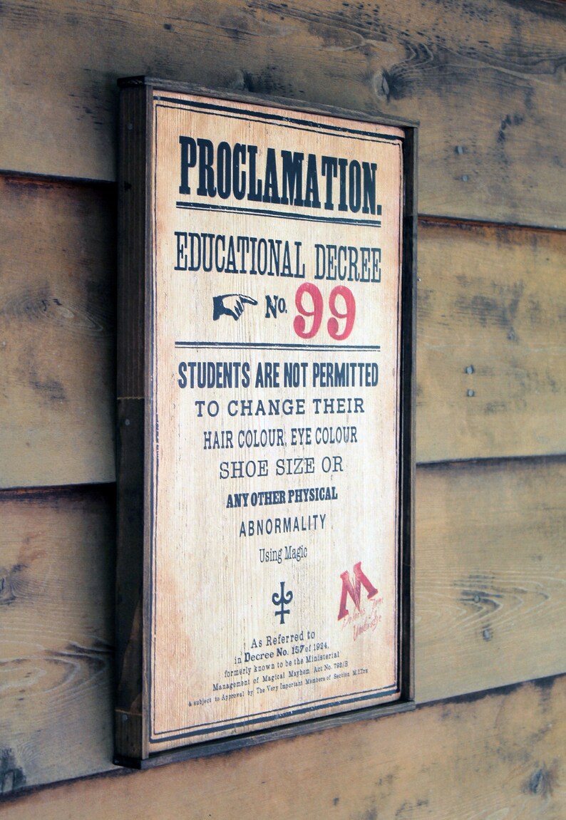 Vintage Style Wooden ' Educational Decree 99 ' Sign. - Etsy
