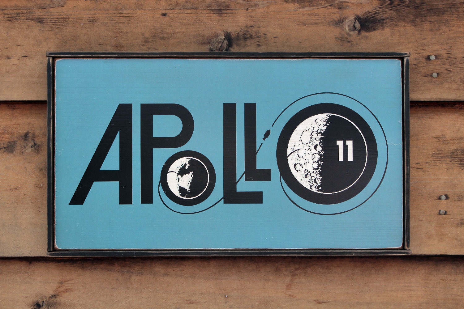 Vintage wooden sign 'Apollo 11 Moon Shot' reproduction | Etsy