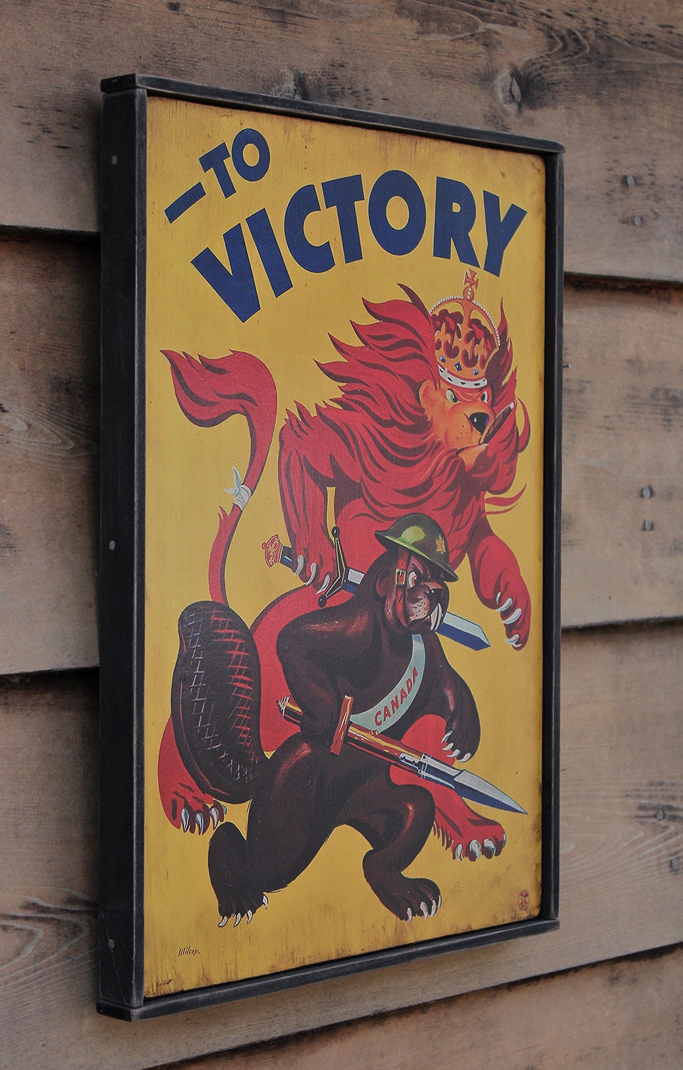 Distressed Wooden Sign 'TO VICTORY! Canada" WW2 Propaganda Sign ...