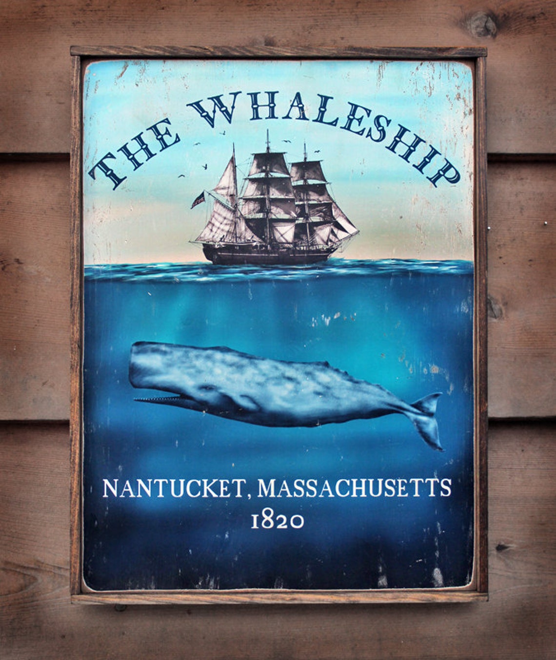 Vintage nautical wooden sign 'The Whaleship' | Etsy