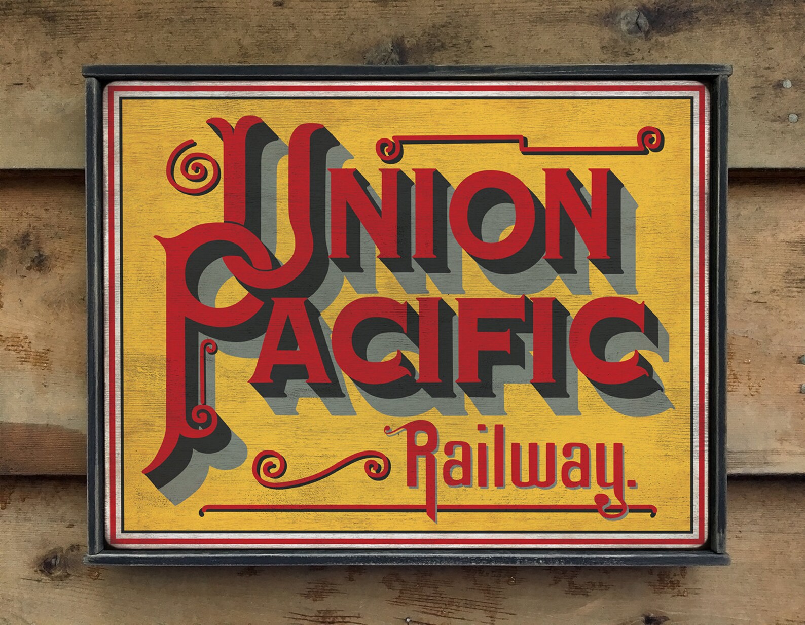 Distressed Wooden Sign 'union Pacific Railway' Reproduction- U.S. Duty ...