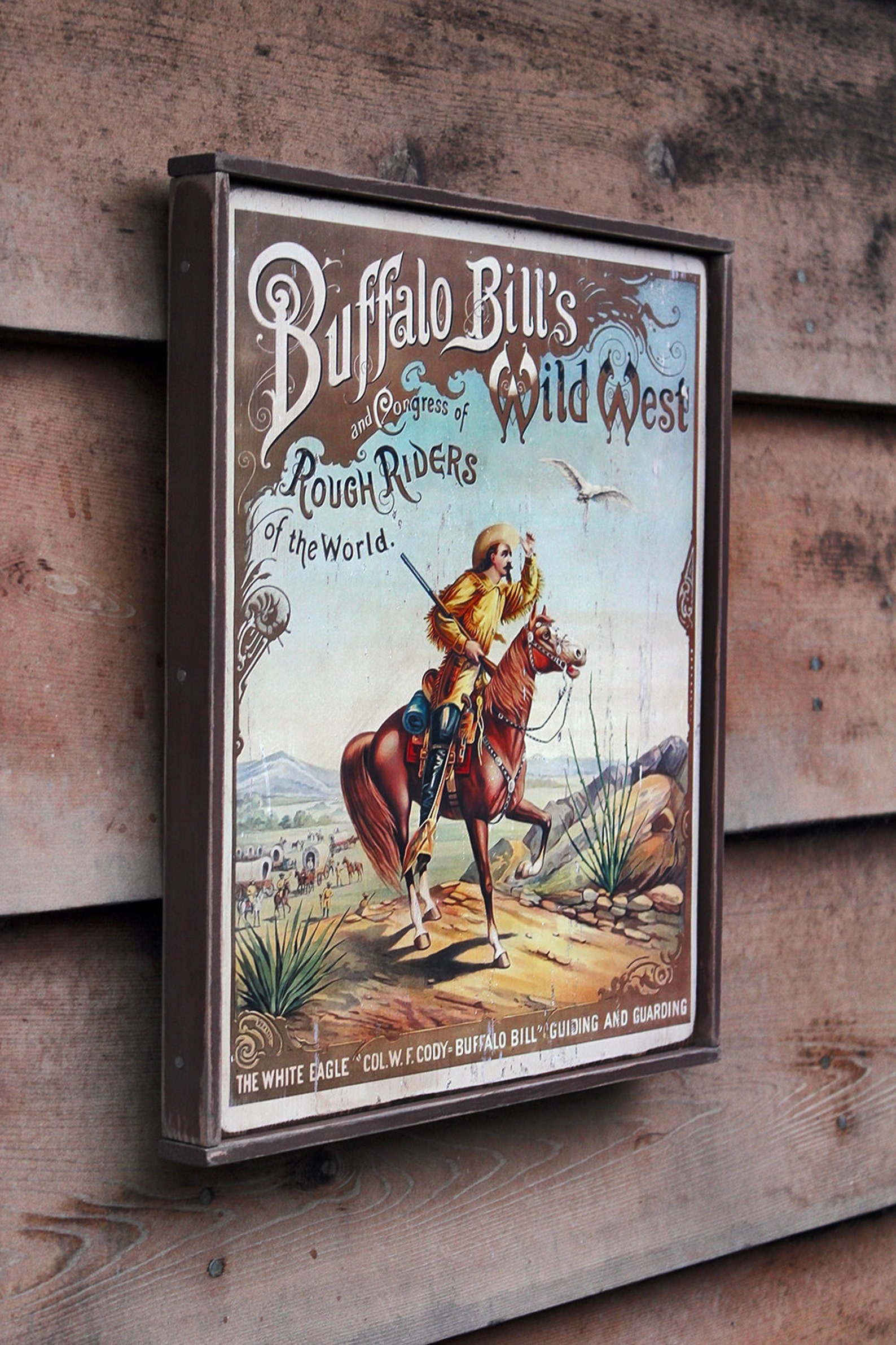 Vintage wooden sign 'Buffalo Bill's Wild West' | Etsy