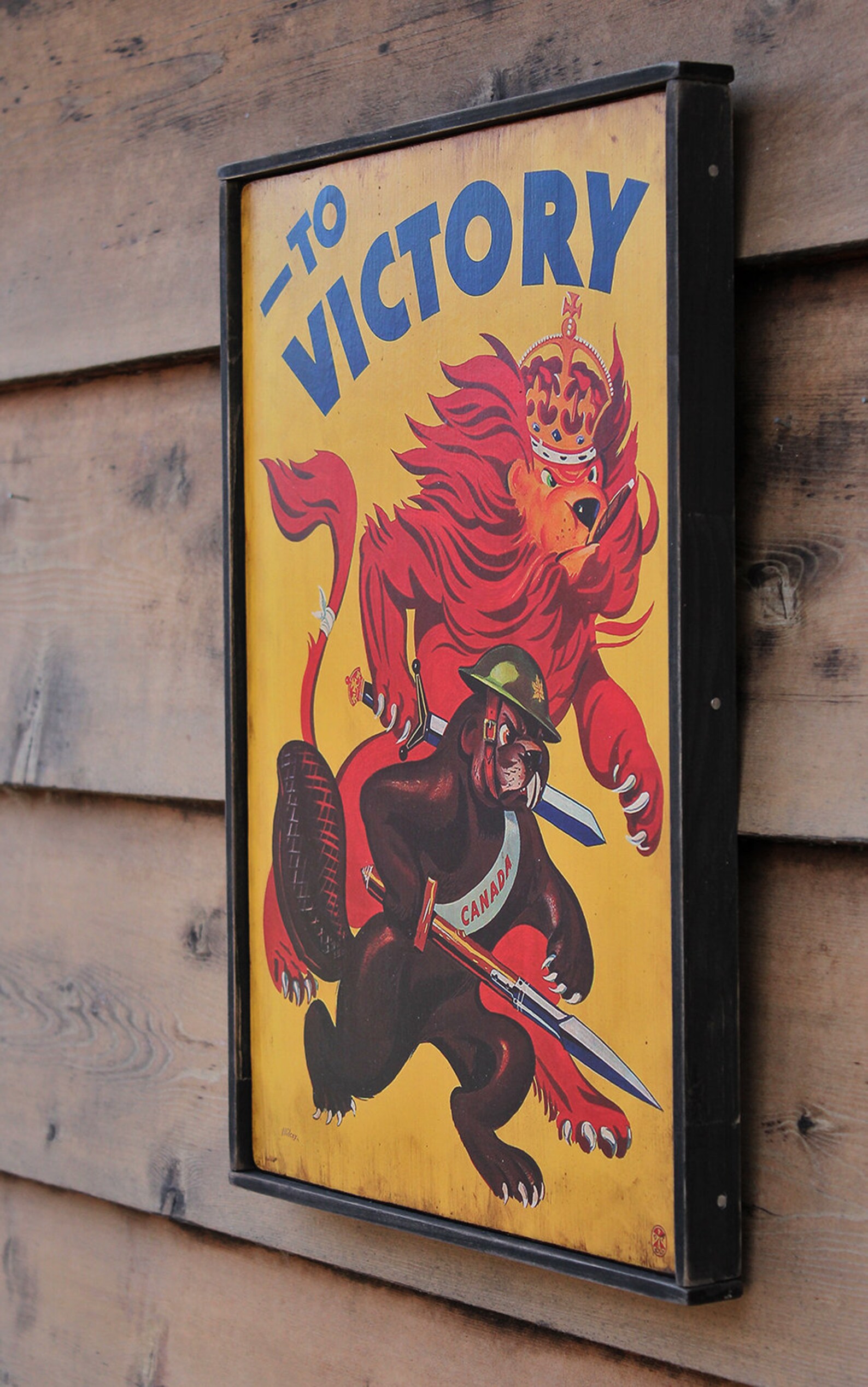 Distressed Wooden Sign 'TO VICTORY! Canada" WW2 Propaganda Sign ...