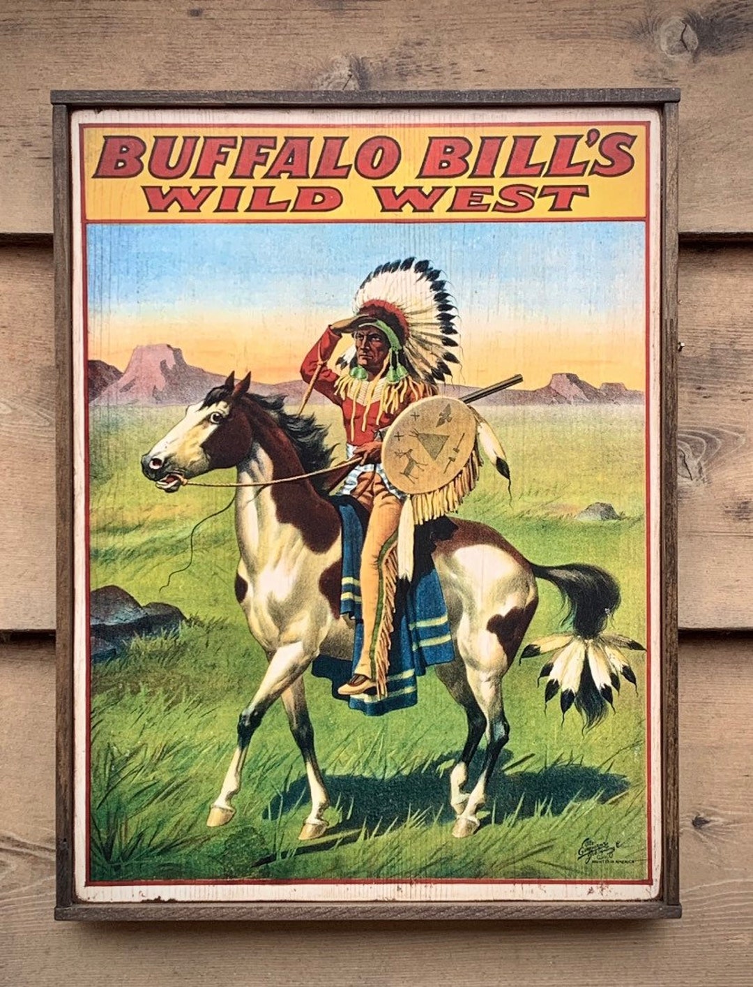 Vintage Wooden Sign 'buffalo Bill's Wild West Chief' Reproduction. - Etsy