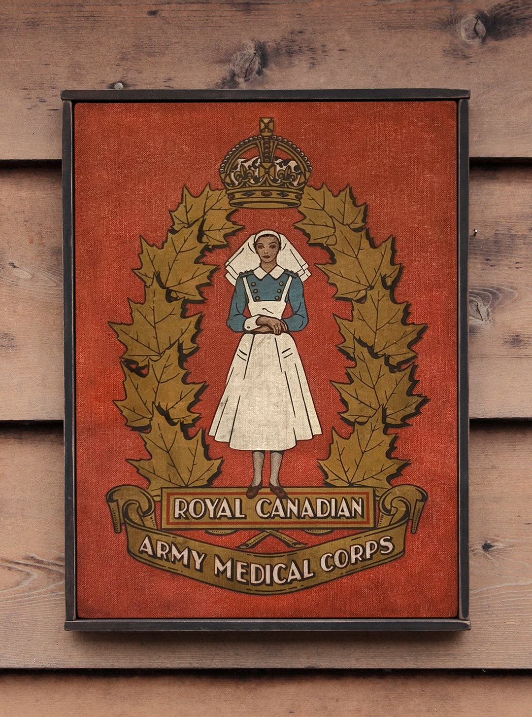 Distressed Wooden Sign ' Royal Canadian Army Medical Corps ' Montreal ...