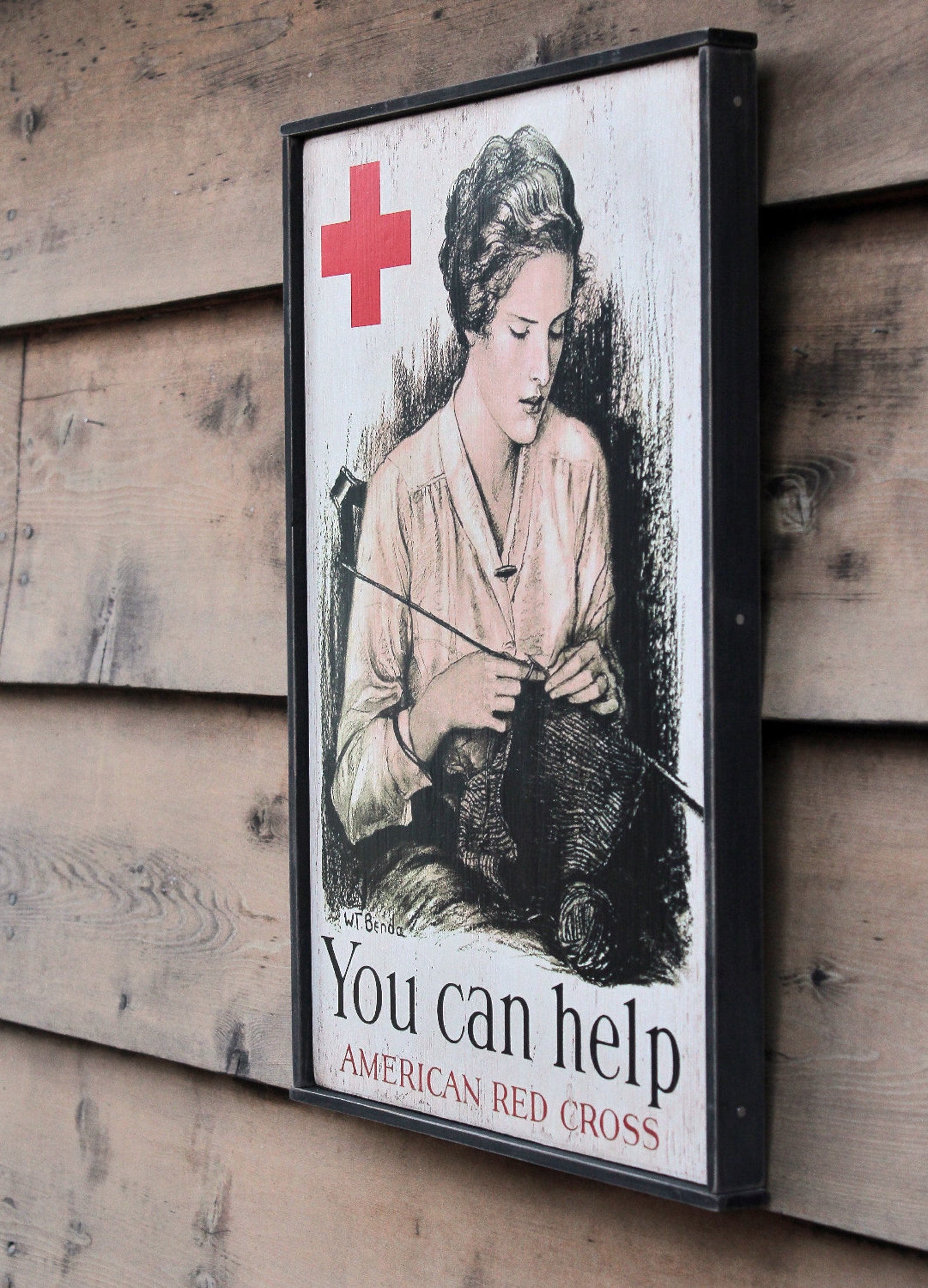 Vintage Wooden Sign ' You Can Help ' American Red - Etsy