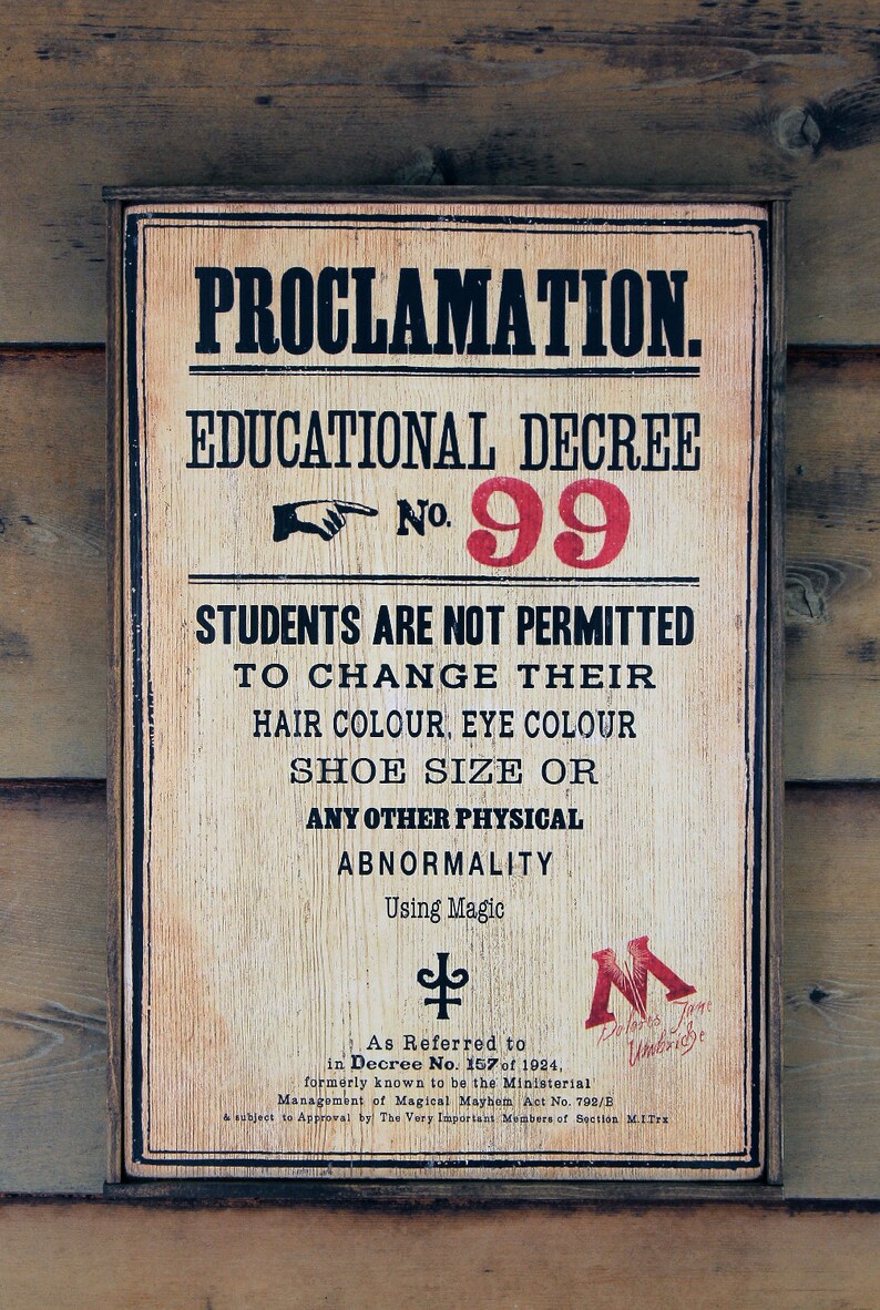 Vintage Style Wooden ' Educational Decree 99 ' Sign. - Etsy