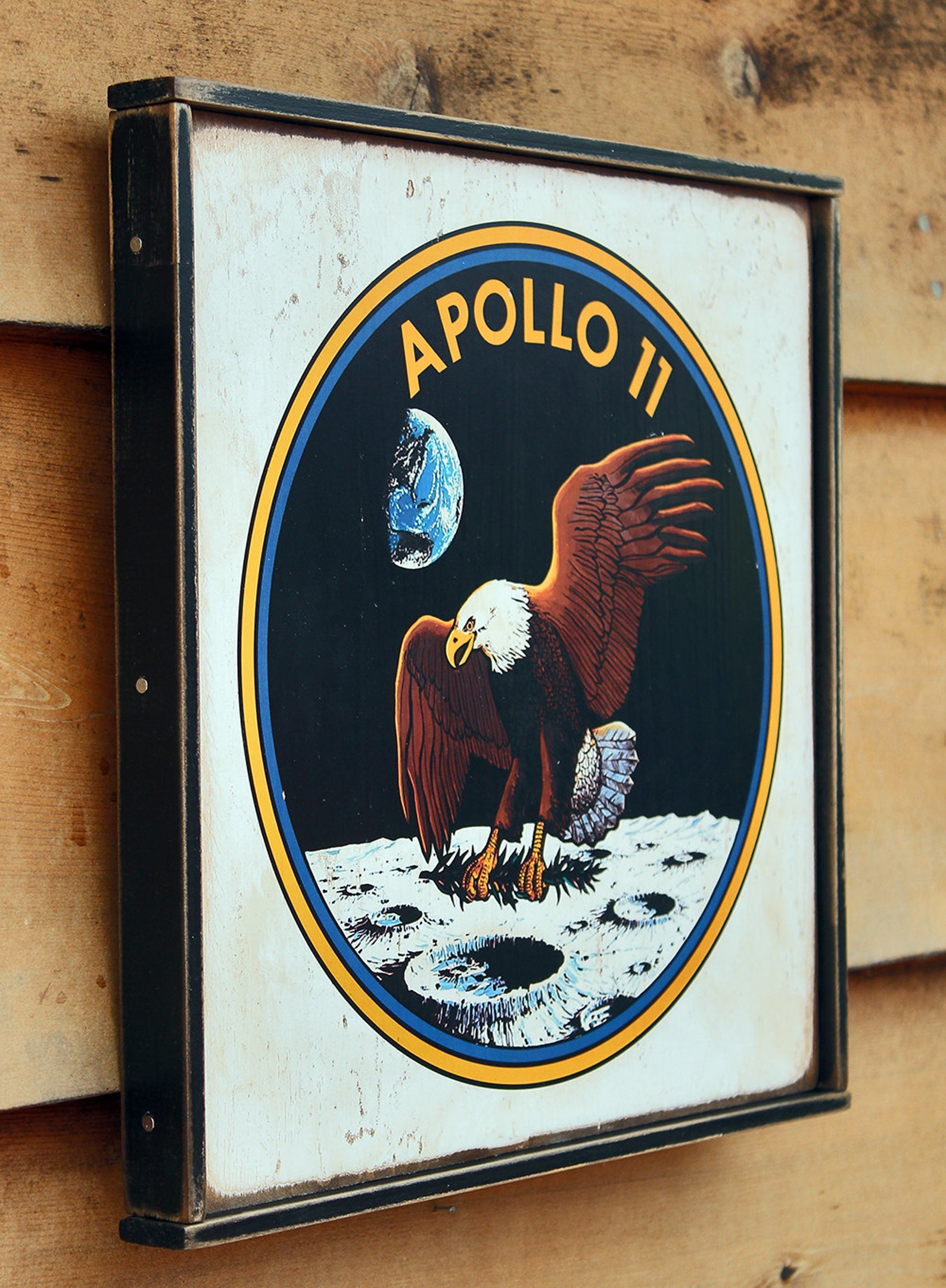 Vintage Wooden Sign Apollo 11 Insignia Reproduction Sign - Etsy