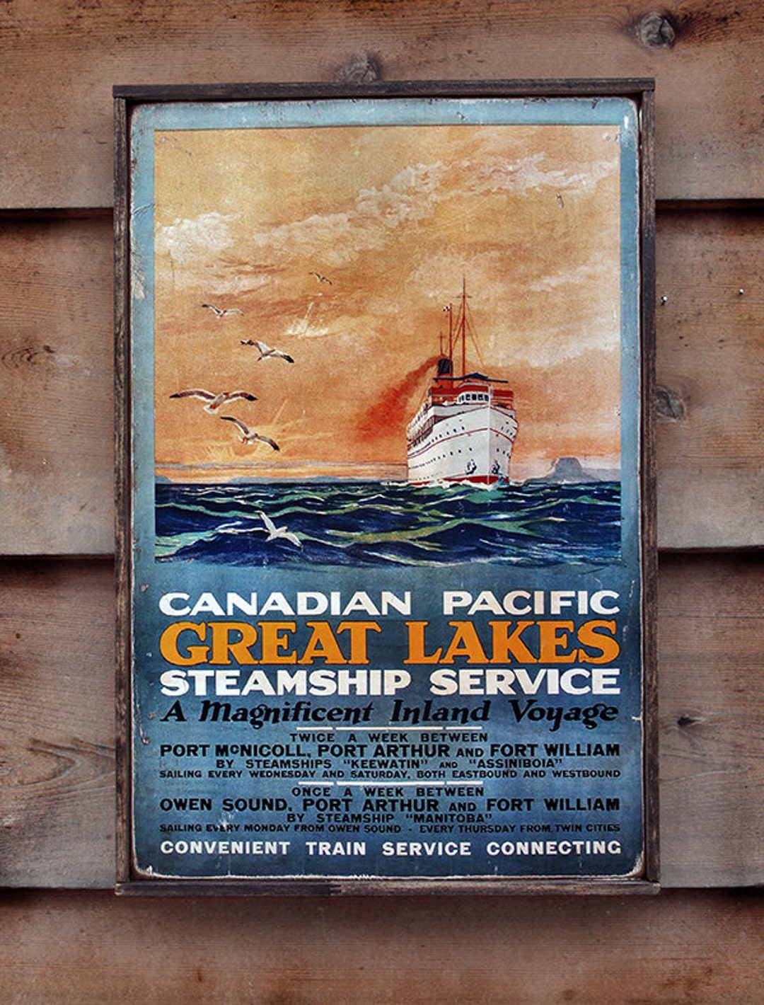 Vintage Wooden Sign 'canadian Pacific Great Lakes' - Etsy New Zealand