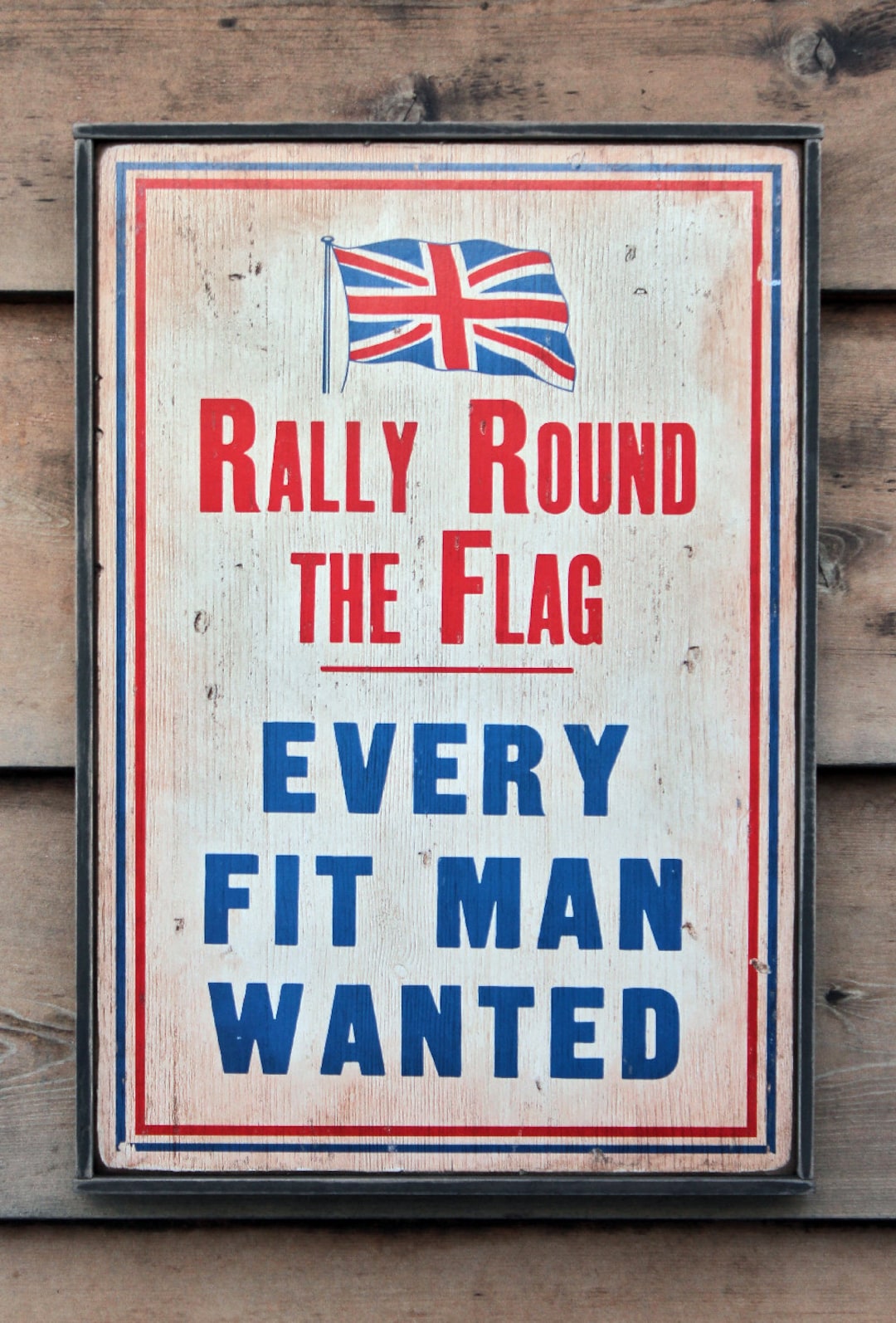 Distressed Wooden Sign 'rally Round the Flag'. British WW1 Reproduction ...