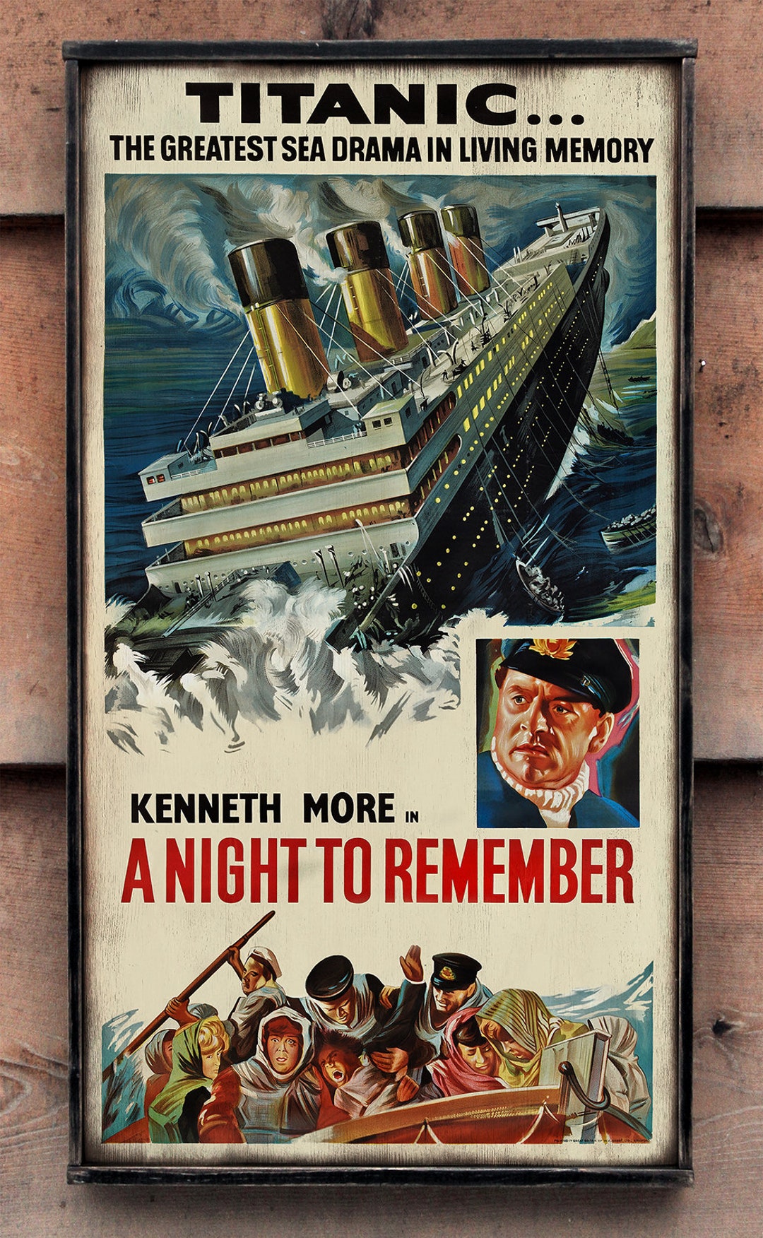 Wooden Sign ' Titanic - A Night to Remember ' Reproduction Movie Poster ...