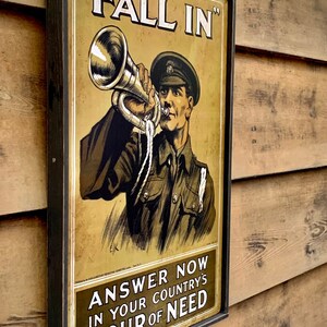 Distressed Wooden Sign 'fall In' WW1 British Recruitment Reproduction ...