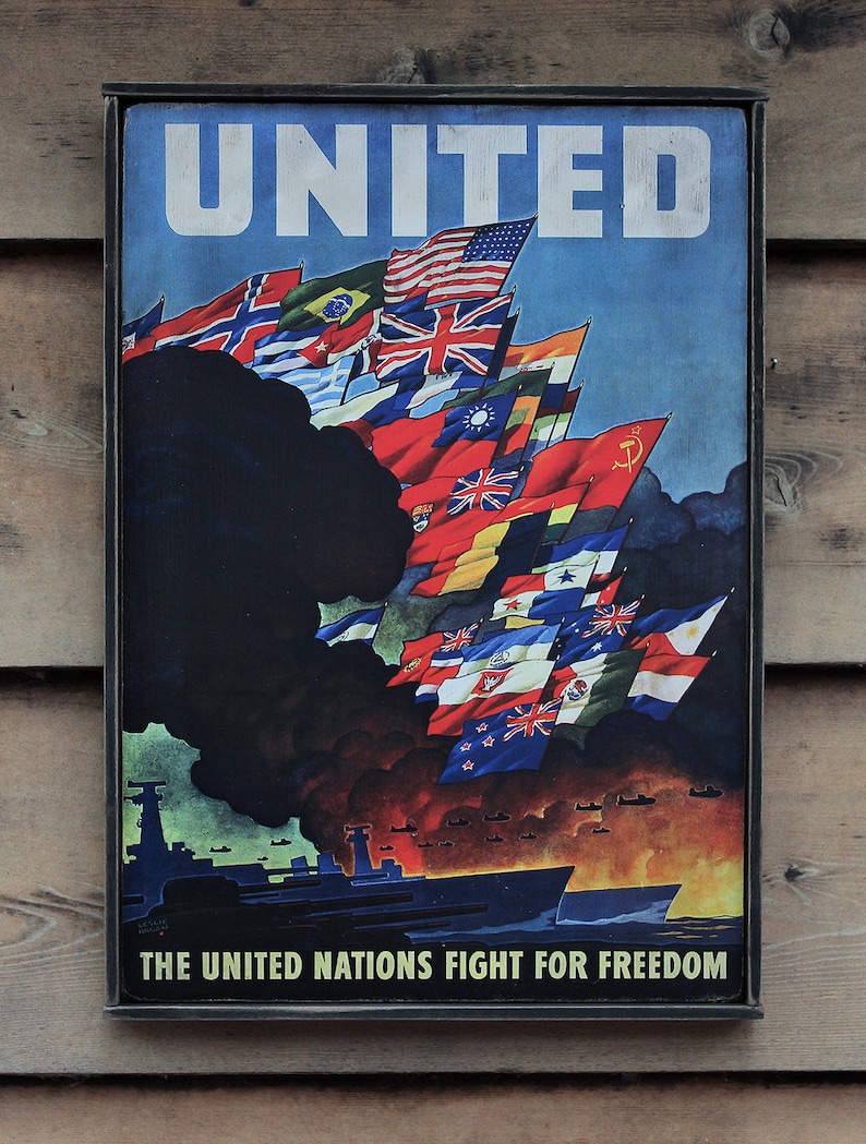 Vintage Wooden Sign 'united Nations Fight for Freedom . - Etsy