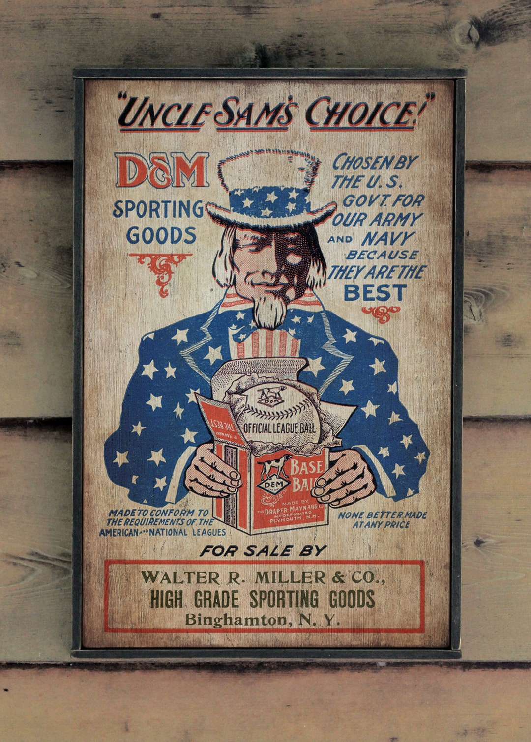 Distressed Wooden Sign 'uncle Sam's Choice' Official League Baseball Ad ...