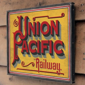 Vintage Wooden Sign 'union Pacific Railway' Reproduction - Etsy