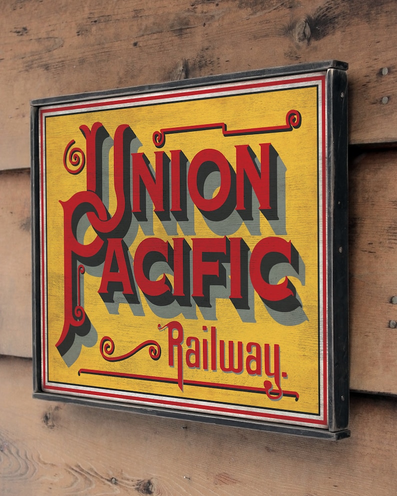 Distressed Wooden Sign 'union Pacific Railway' Reproduction- U.S. Duty ...