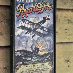 Distressed Wooden Sign ' Join the Royal Air Force '. WW1 Reproduction ...