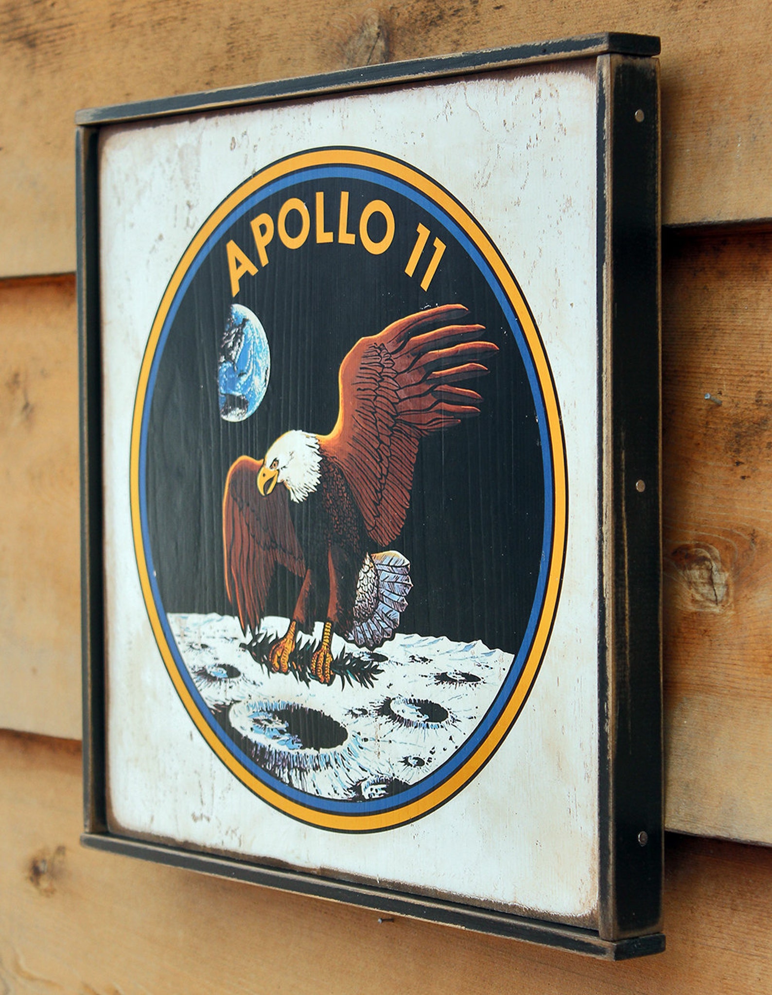 Vintage Wooden Sign Apollo 11 Insignia Reproduction Sign - Etsy