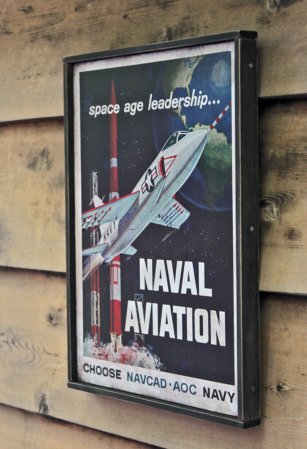 Distressed Wooden Sign ' Space Age Leadership '. Naval Aviation ...