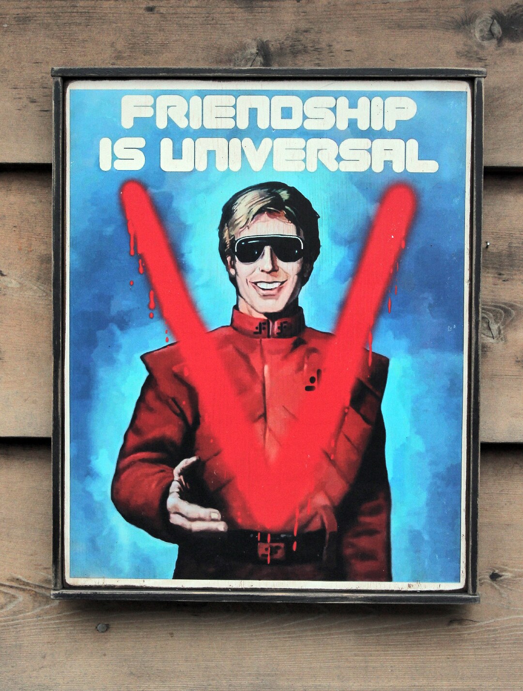 Distressed Wooden Sign 'V - Friendship is Universal" Reproduction- U.S ...