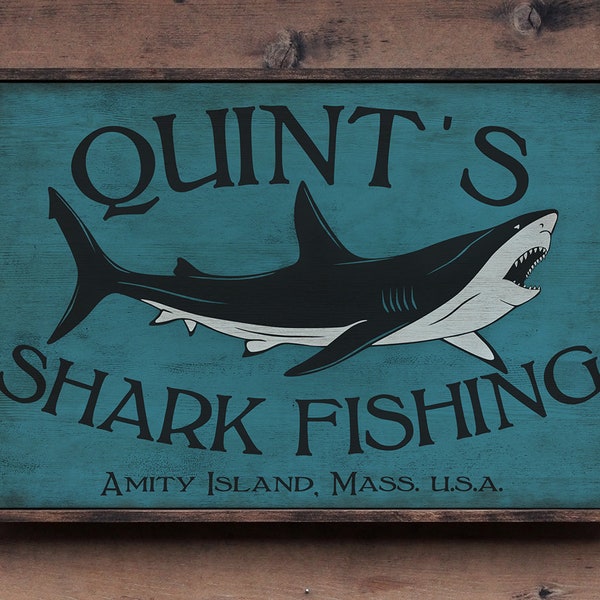 Wood Shark Fishing Sign - Etsy