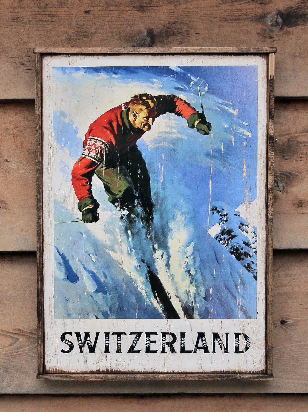 Vintage Wooden Sign 'ski Switzerland' Reproduction Concept - Etsy