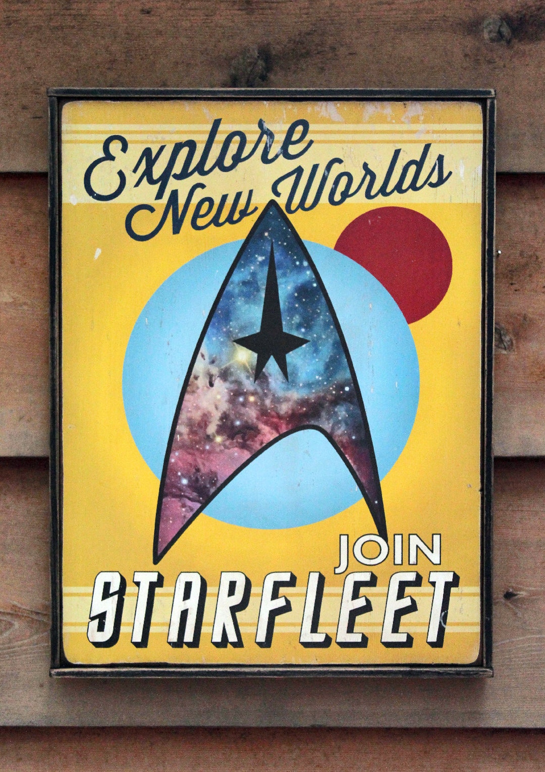 Distressed Wooden Sign STARFLEET Explore New Worlds' Original Creation ...