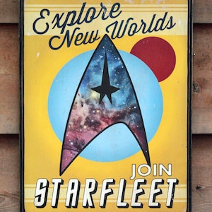 Distressed Wooden Sign STARFLEET Explore New Worlds' Original Creation ...