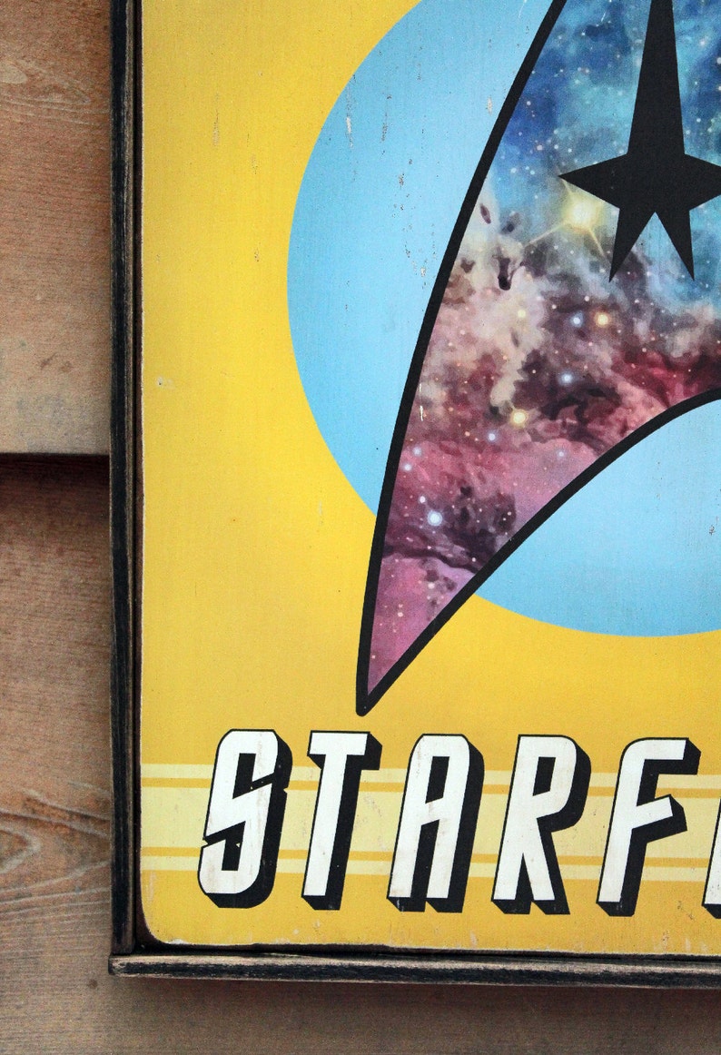 Vintage wooden sign STARFLEET Explore New Worlds' original | Etsy