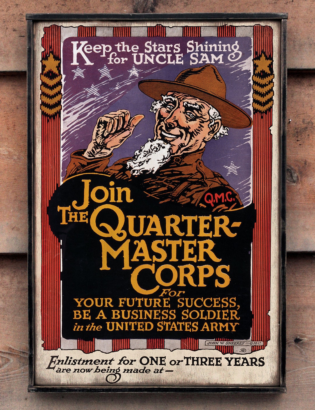 Distressed Wooden Sign ' Join the Quartermaster Corps ' WW1 Propaganda ...