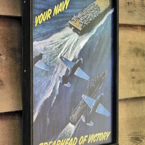 Distressed Wooden Sign ' Your Navy Spearhead of Victory '. 1940's US ...