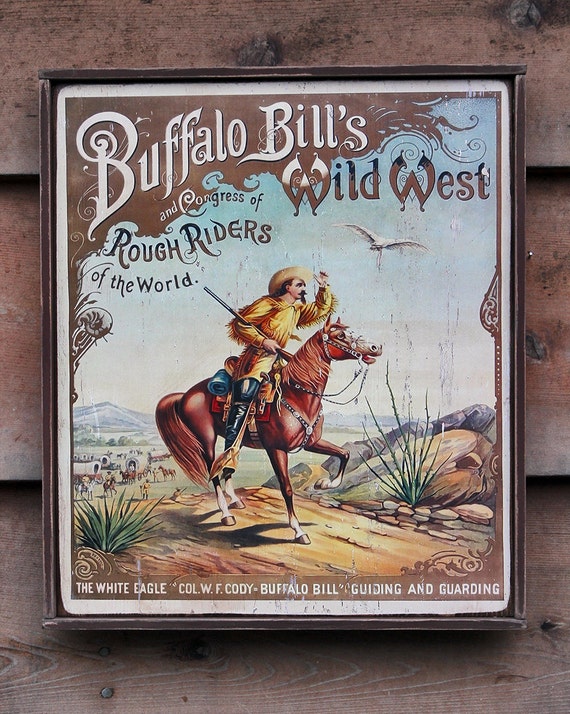 Vintage Wooden Sign 'buffalo Bill's Wild West' - Etsy