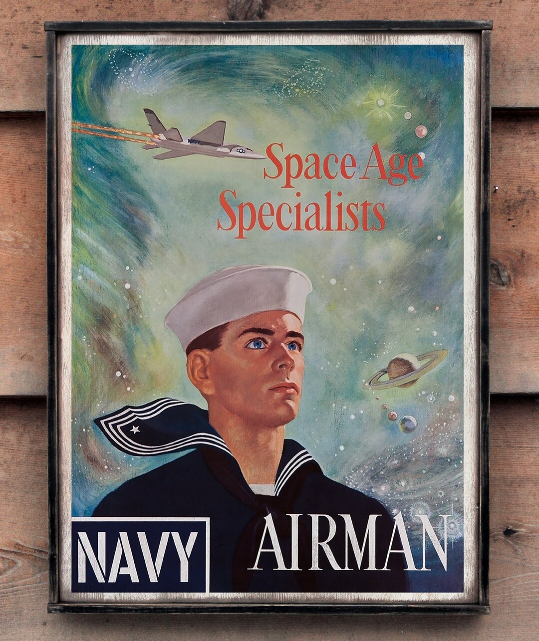 Distressed Wooden Sign ' Space Age Specialists '. Naval Aviation ...