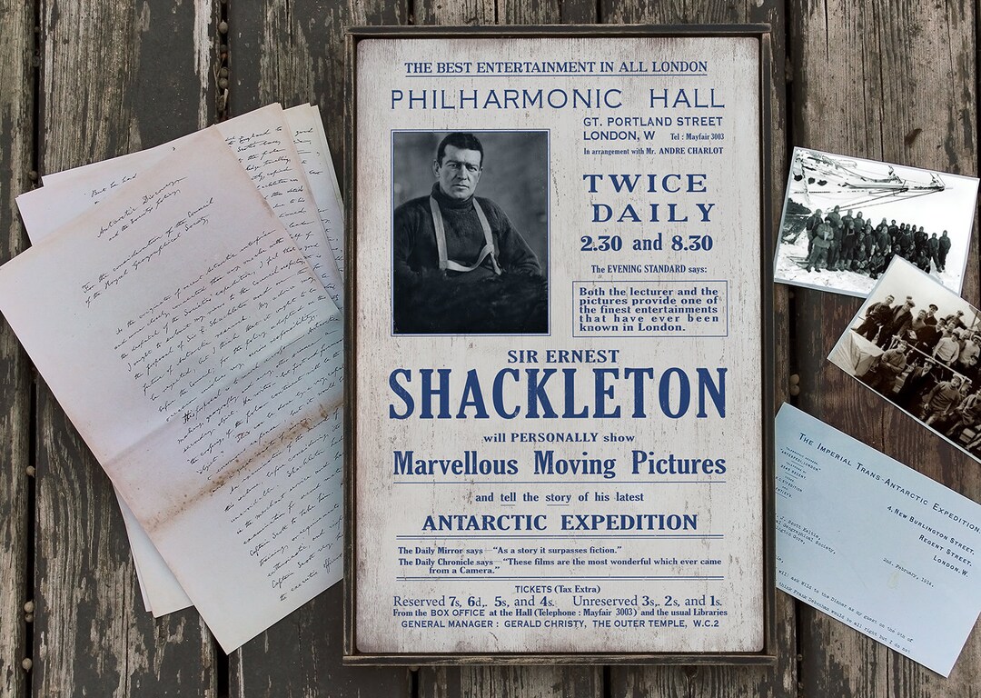 Distressed Wooden Sign 'sir Ernest Shackleton at the Philharmonic Hall ...