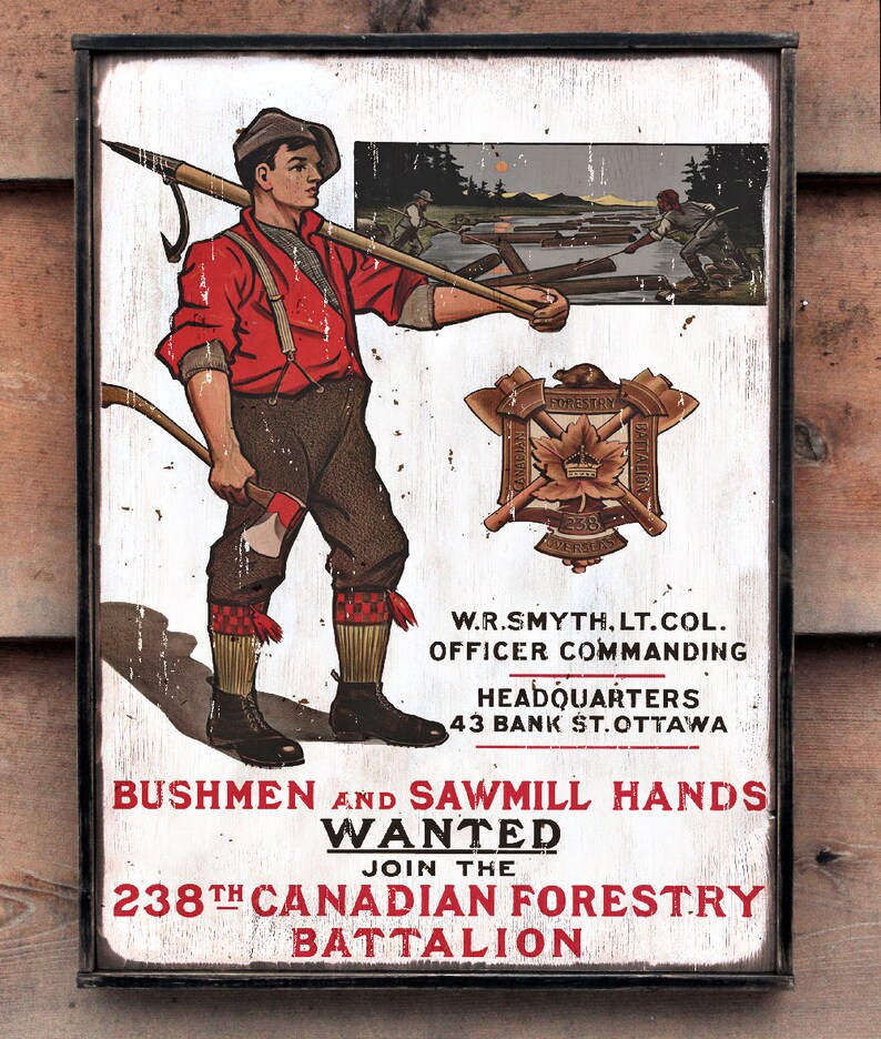 Vintage wooden sign 'Bushmen Wanted WW2 propaganda | Etsy