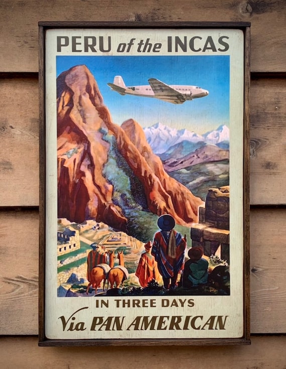 Vintage Wooden Sign 'peru of the Incas Pan Am' | Etsy