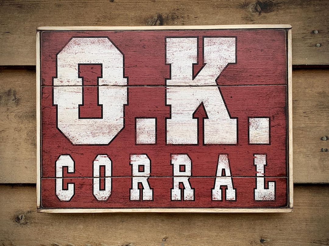 Handmade Distressed Wooden Sign 'OK CORRAL' Artistic Reproduction ...