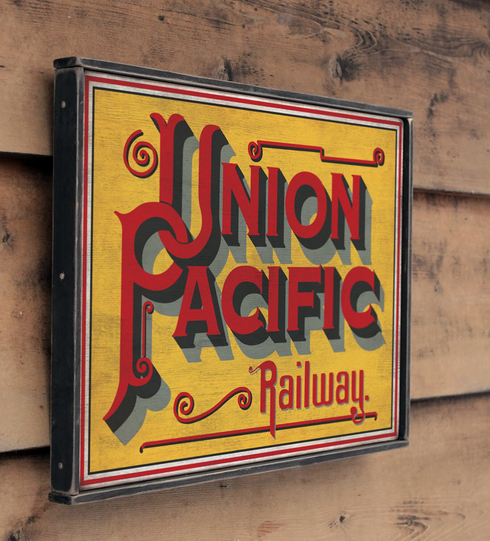 Distressed Wooden Sign 'union Pacific Railway' Reproduction- U.S. Duty ...