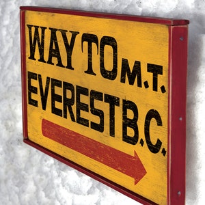 Vintage Wooden Sign ' Way to Mount Everest Base Camp ' Artist's ...