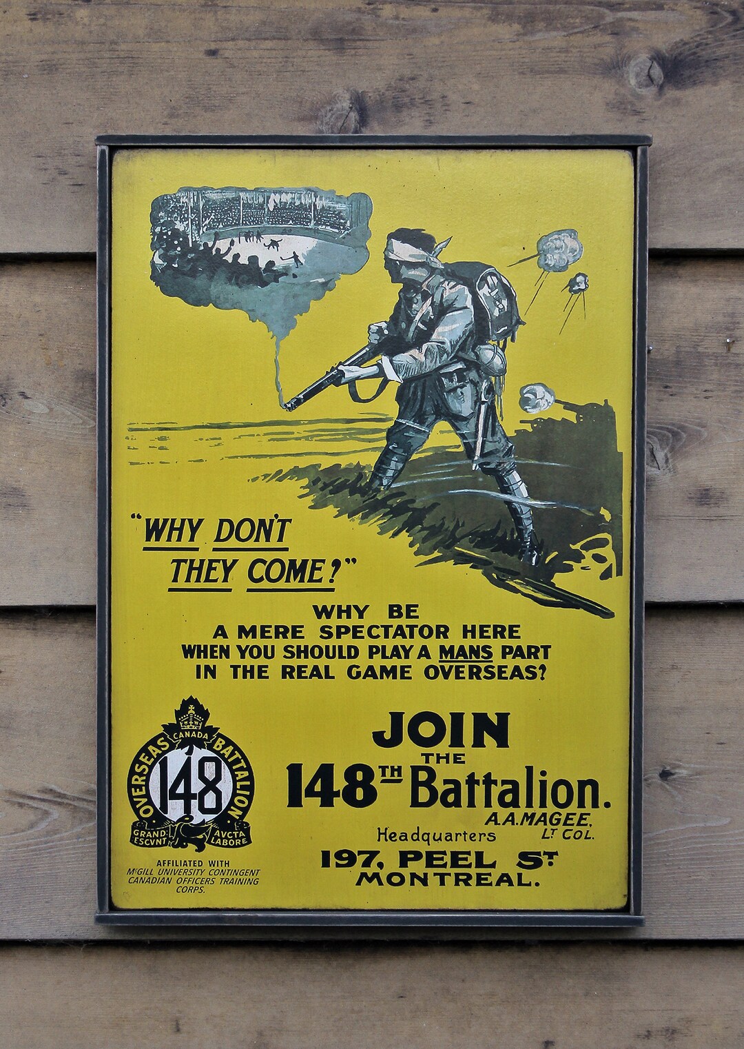 Distressed Wooden Sign 'why Don't They Come? 148th Battalion'. Canadian ...