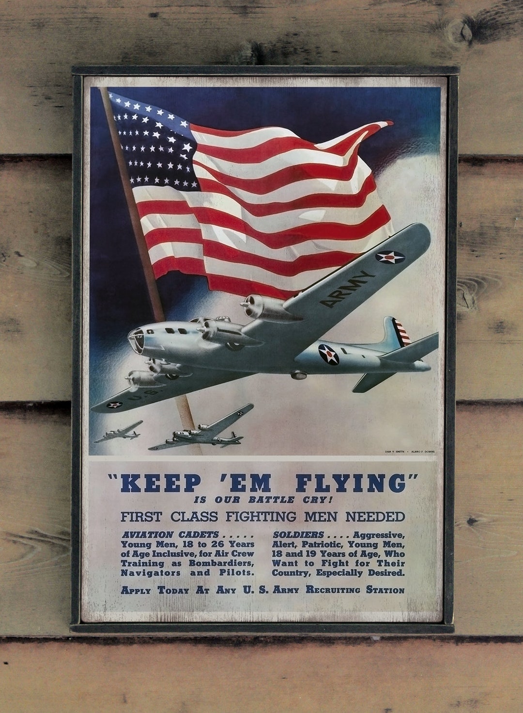Vintage Wooden Sign ' Keep 'em Flying '. US Air Force Recruitment ...