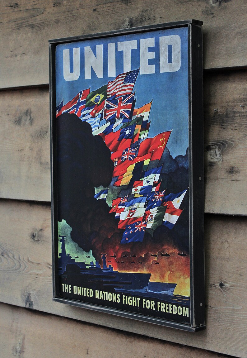 Vintage Wooden Sign 'united Nations Fight for Freedom . - Etsy