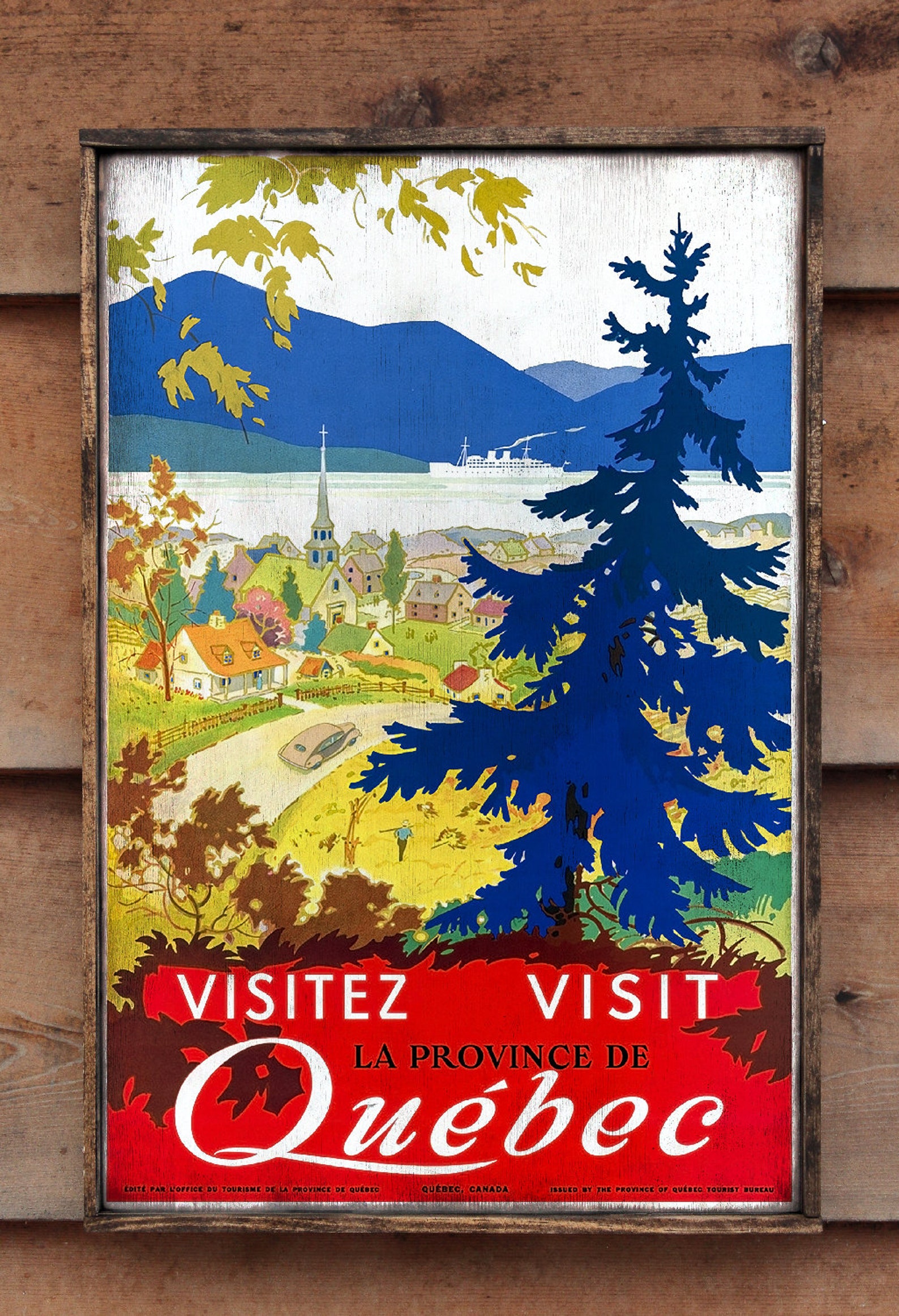 Vintage Wooden Sign ' Visit Quebec ' Reproduction. - Etsy
