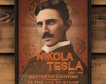 Tesla in His Laboratory Photo Print, Nikola Tesla, Electricity, Science ...
