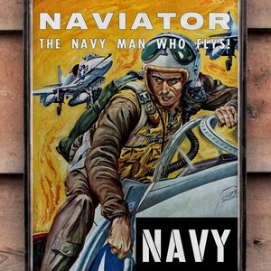 Distressed Wooden Sign ' Naviator - the Navy Man Who Flys! '. US Navy ...