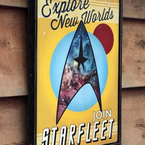 Distressed Wooden Sign STARFLEET Explore New Worlds' Original Creation ...