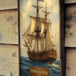 NEW!!** Handmade Wooden Sign ' HMS Endeavour '. Captain James Cook- U.S ...