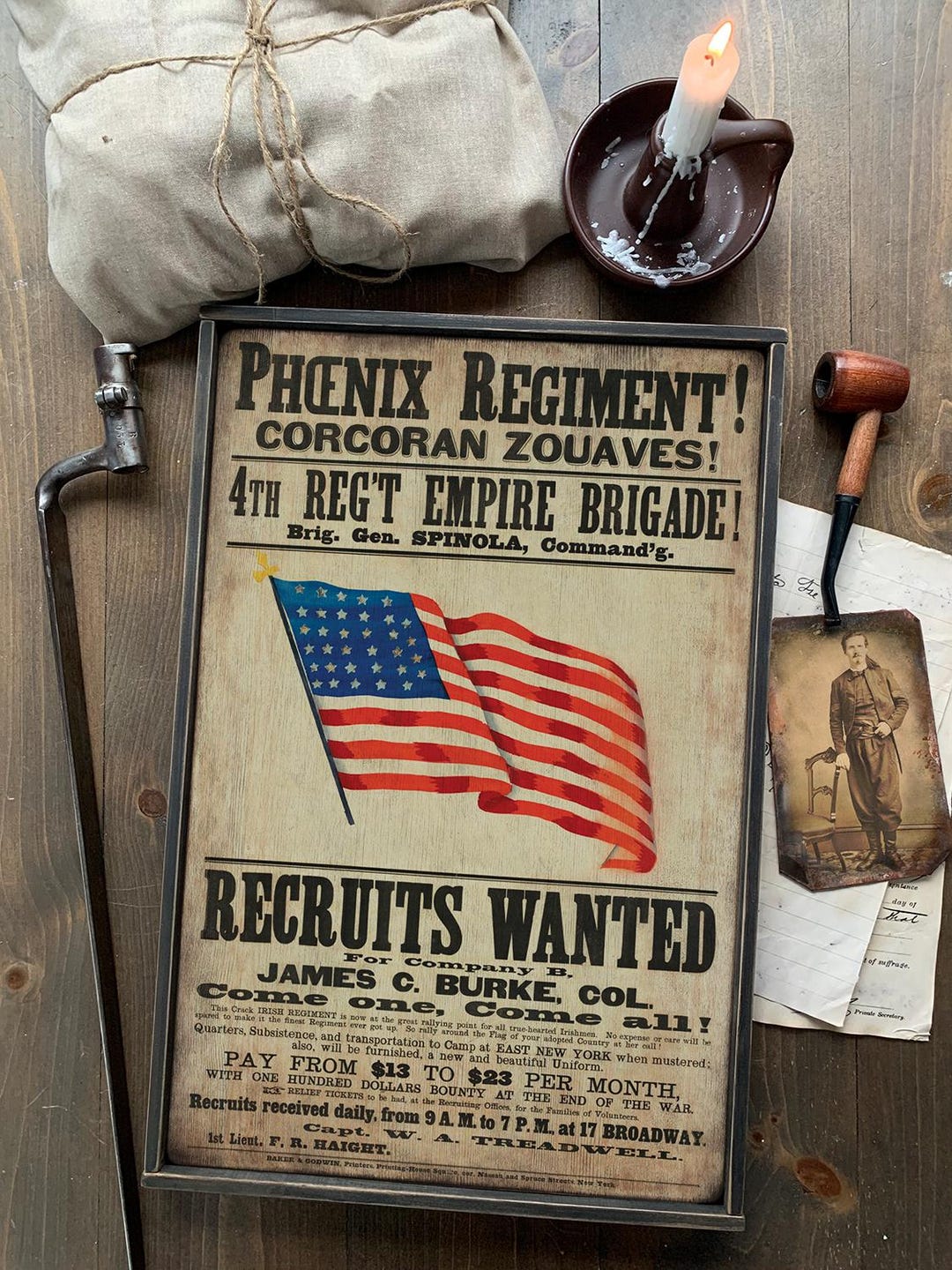 NEW!!** Wooden Sign ' Phoenix Regiment Corcoran Zouaves ' American ...