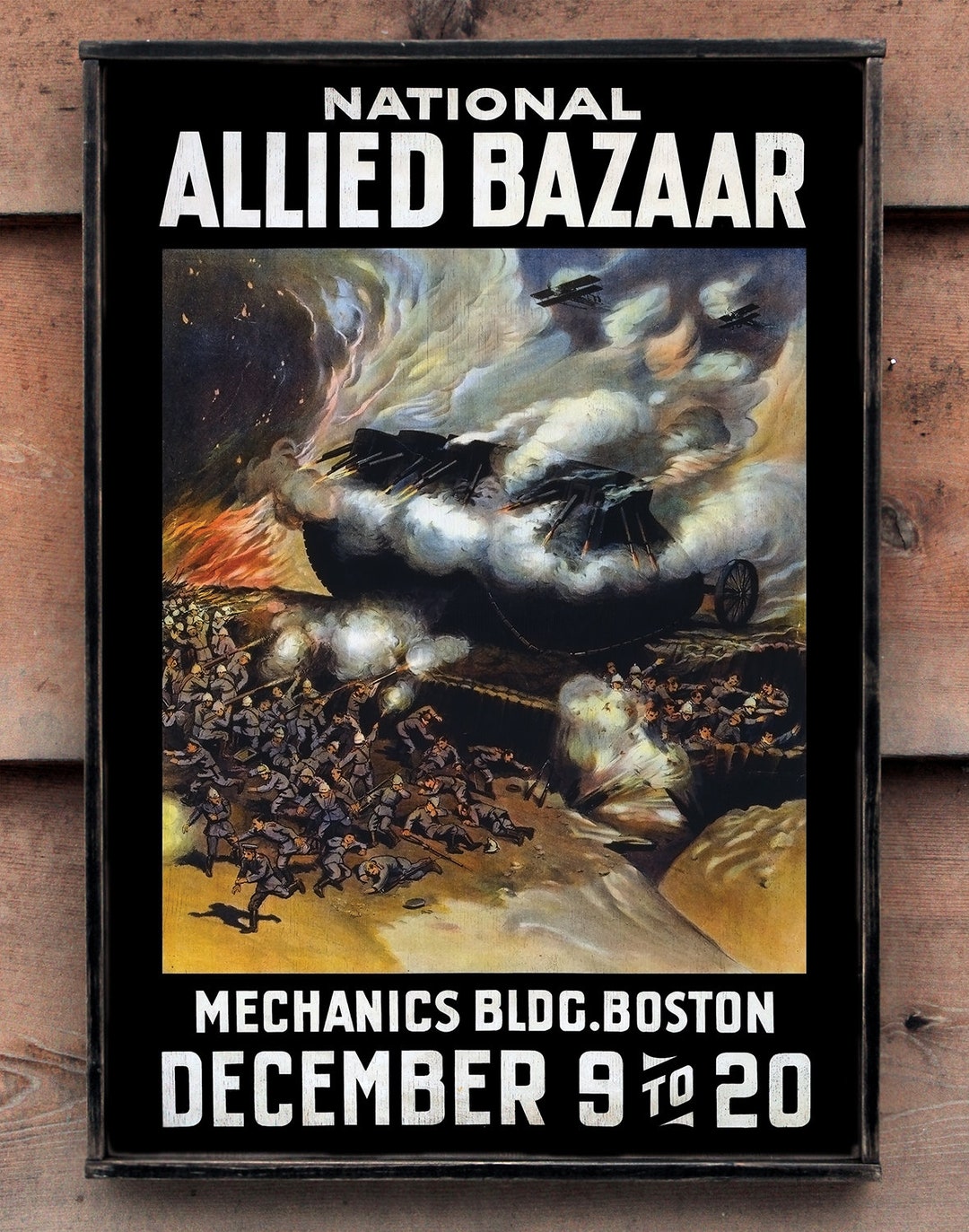 NEW!** Distressed Wooden Sign ' National Allied Bazaar ' WW1 ...