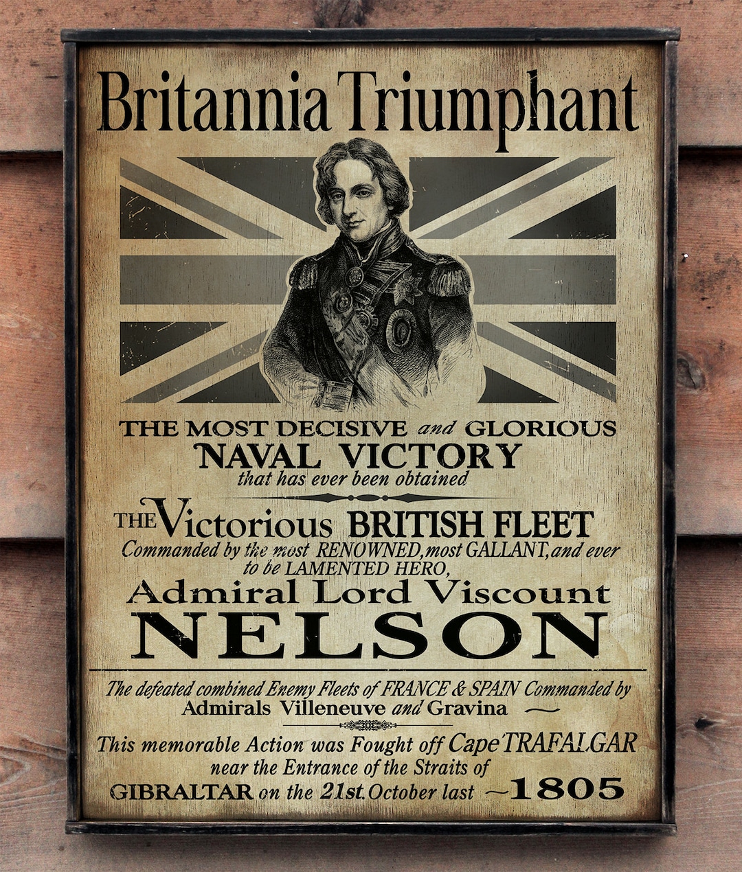 Vintage Wooden Sign ' Britannia Triumphant ' Admiral Lord Viscount ...